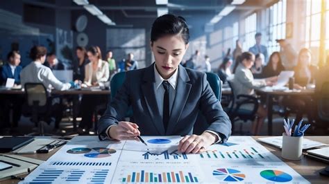 Accountant Calculating Profit With Financial Analysis Graphs Premium