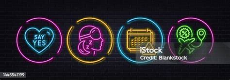 알림 불면증 및 예라고 말하십시오 최소한의 라인 아이콘 웹 응용 프로그램 인쇄용 네온 레이저 3d 조명 벡터 결혼식에 대한 스톡 벡터 아트 및 기타 이미지 Istock