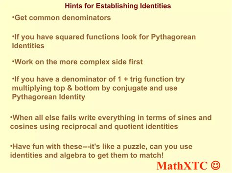 trigonometric identities simplify ppt physics science