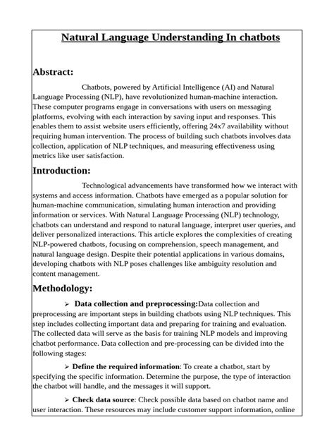 natural language understanding in chatbots pdf human computer