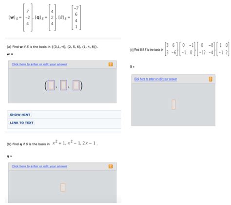 Solved Find W If S Is The Basis In Chegg Com