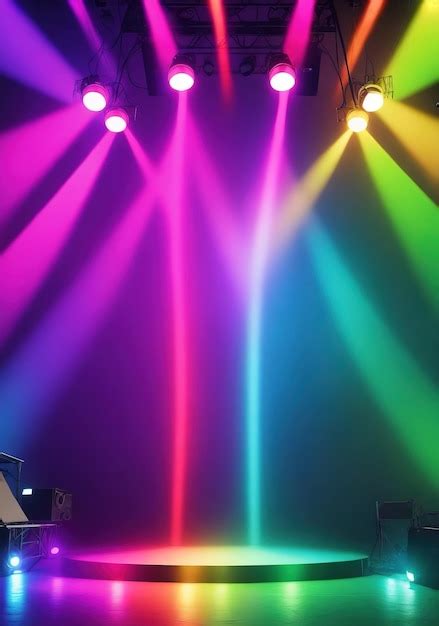 Premium Photo A Stage With A Rainbow Colored Light And A Stage With A