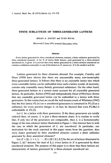 Pdf Finite Sublattices Of Three Generated Lattices