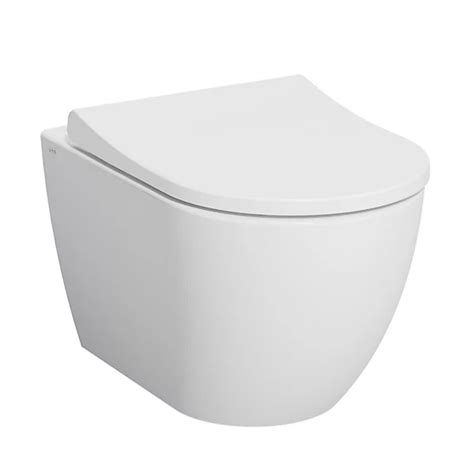 vitra koa white slim wall hung round toilet set with soft close seat and embedded cistern and frame