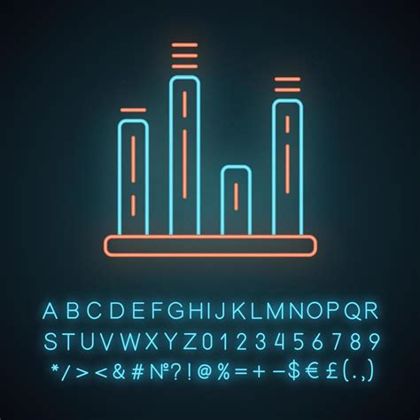 Bar Graph Neon Light Icon Diagram Line Graph Statistics Data Visualization Symbolic