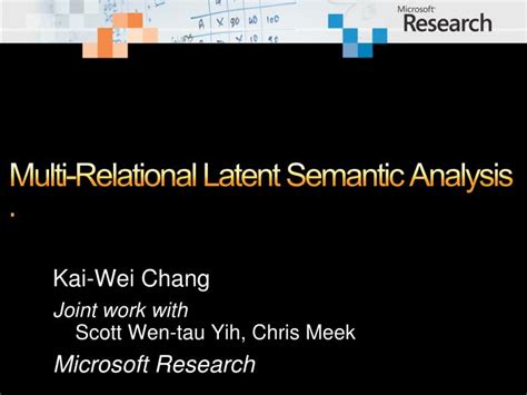 Ppt Multi Relational Latent Semantic Analysis Powerpoint