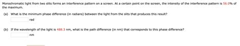 Solved Monochromatic Light From Two Slits Forms An