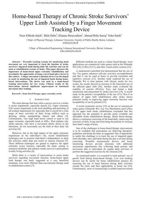 Pdf Home Based Therapy Of Chronic Stroke Survivors Upper Limb