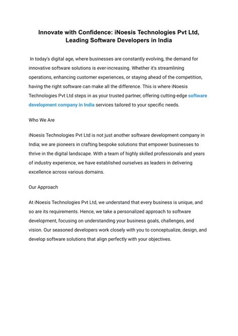 Ppt Innovate With Confidence Inoesis Technologies Pvt Ltd Leading Software Developers In