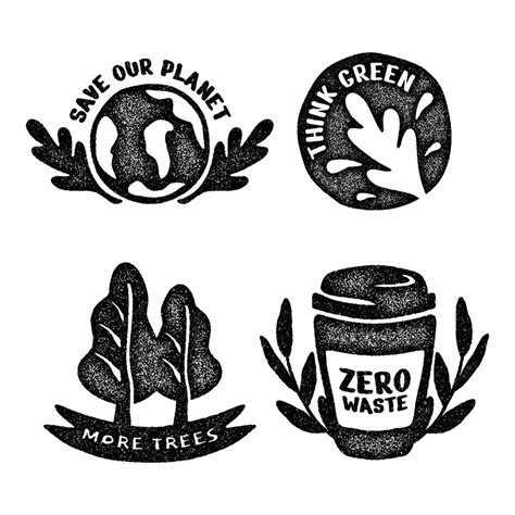 Free Vector Monochrome Ecology Stickers Collection