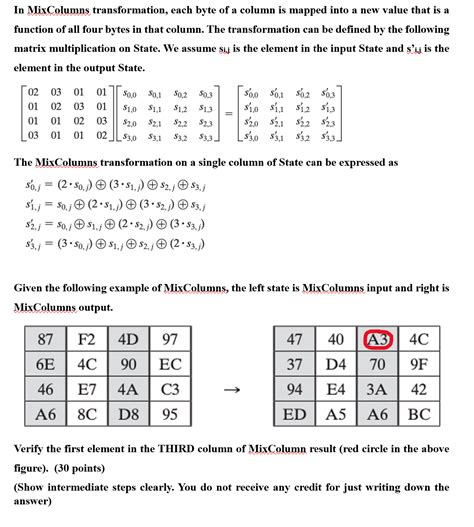 Solved In Mixcolumns Transformation Each Byte Of A Column