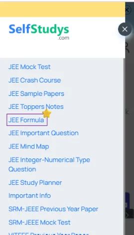 JEE Mains Physics Formula Sheet PDF Download Free