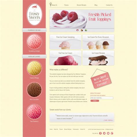 Ice Cream Website Template Free Website Templates