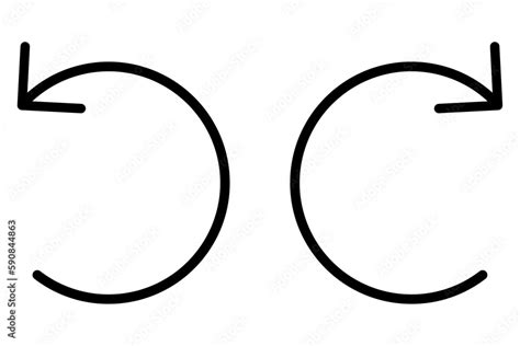Undo And Redo Icon Flat Style Black Color Rotate Clockwise And
