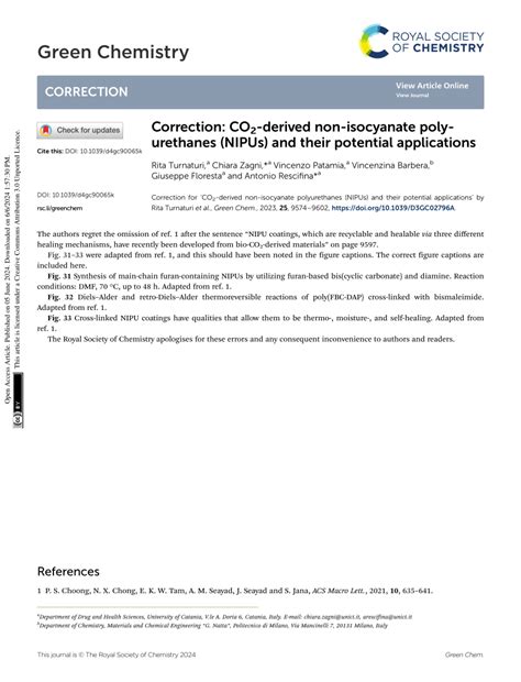 Pdf Correction Co 2 Derived Non Isocyanate Polyurethanes Nipus