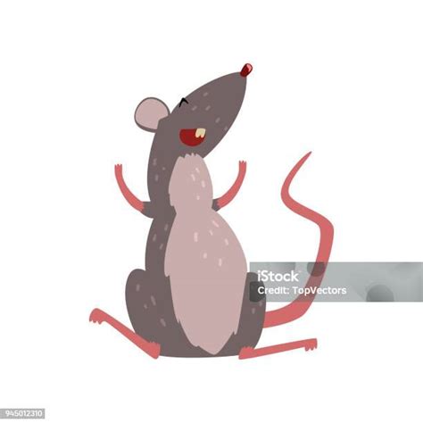 귀여운 회색 마우스 웃음 행복 한 설치류 문자 벡터 일러스트는 흰색 바탕에 귀여운에 대한 스톡 벡터 아트 및 기타 이미지 귀여운 꼬리 독일 Istock