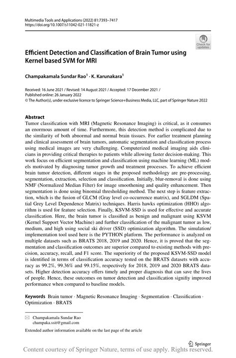 Efficient Detection And Classification Of Brain Tumor Using Kernel