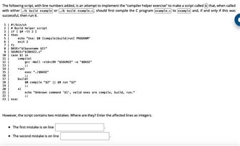 The Following Script With Line Numbers Added Is An