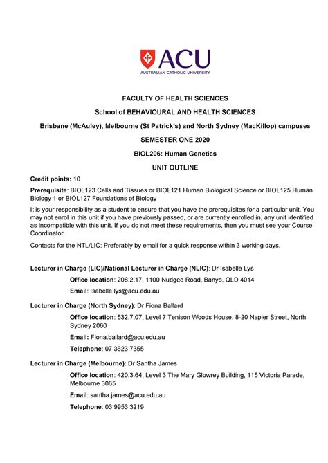 Biol206 Unit Outline Warning Tt Undefined Function 32 Warning Tt Undefined Function 32