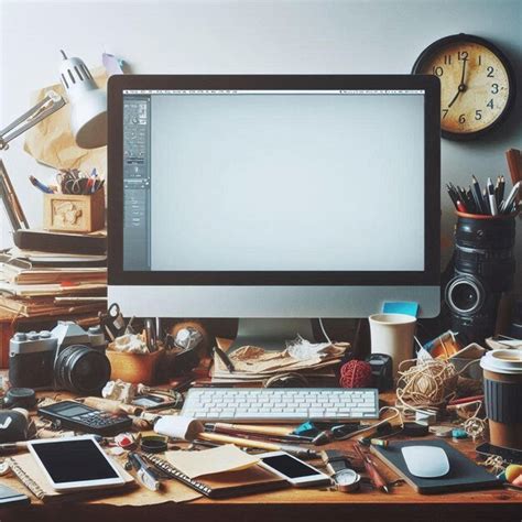 Cluttered Desk Premium Ai Generated Image