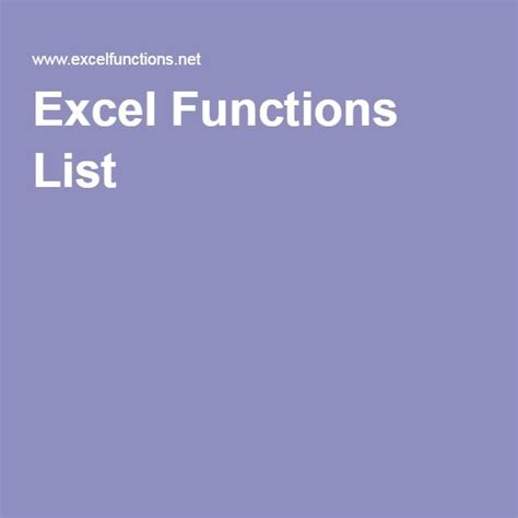 Excel Functions List Excel Microsoft Excel Function