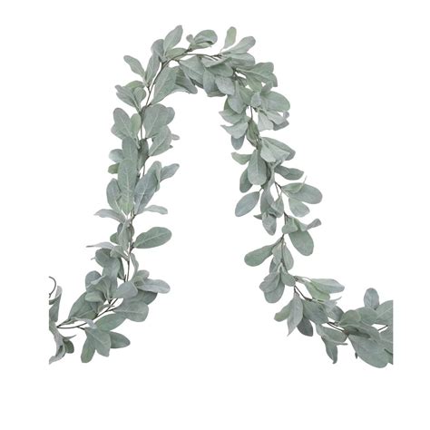 Zsbcmy Green Flocking Lambs Ear Leaf Vines Flexible Strip Leaf Wreath