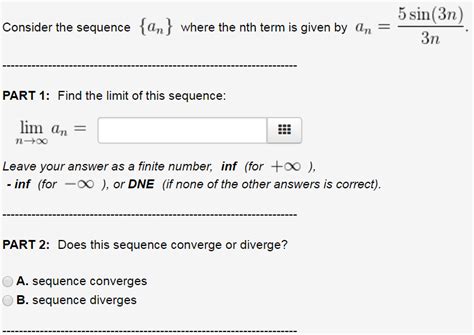 solved 5 sin 3n 3n consider the sequence an} where the nth