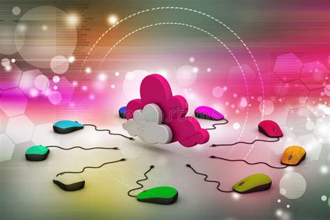 Computer Mouse Connected To A Cloud Stock Illustration Illustration Of Database Device 43513622