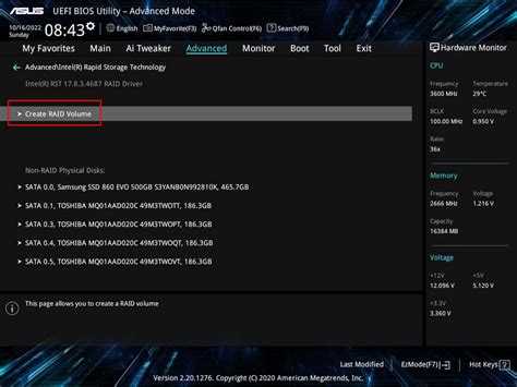 How To Create A RAID In The BIOS Of An Asus Motherboard On The Intel Platform