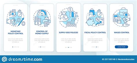 Controlling Inflation Blue Onboarding Mobile App Screen Stock Vector Illustration Of Guide