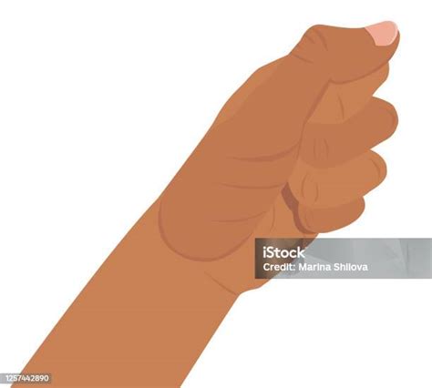 손은 흰색 배경에 고립 된 주먹에 움켜 쥐었다 구부러진 손가락 손은 뭔가를 보유하고 있습니다 디자인에 대한 요소입니다 벡터