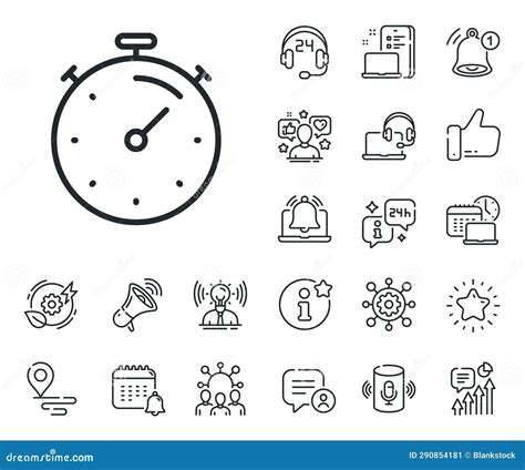 Timer Line Icon Time Management Sign Stopwatch Place Location Technology And Smart Speaker
