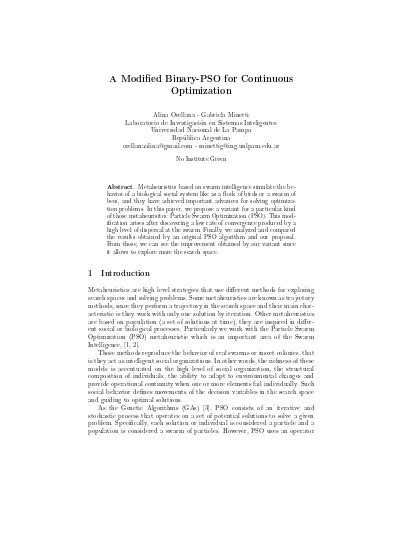 A Modified Binary Pso For Continuous Optimization