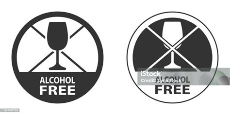 알코올 무료 아이콘 우표 세트 흰색 배경에서 격리된 벡터 그림입니다 배지 또는 스티커 플랫 디자인 건강한 식품 개념 식품 포장 또는 식이 제품 영양 기호에 대한 기호 개념에