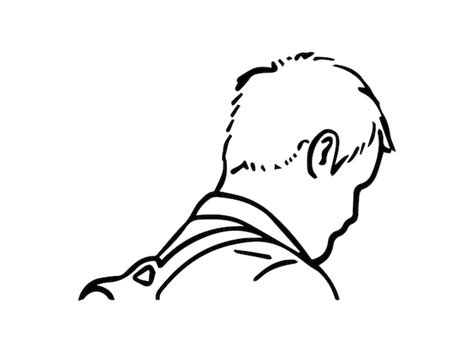 셔츠 남자 옷에 짧은 머리를 가진 남자의 머리 낙서 선형 만화 색칠 프리미엄 벡터