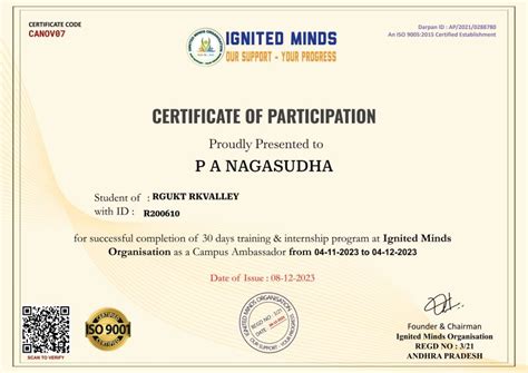 P A Nagasudha On Linkedin Intern Rguktrkvalley Igm Campusambassador