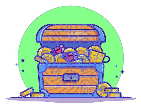 وکتور کارتونی صندوقچه گنج