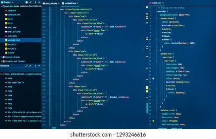 Close Html Css Coding Front View Stock Photo 1293246616 Shutterstock