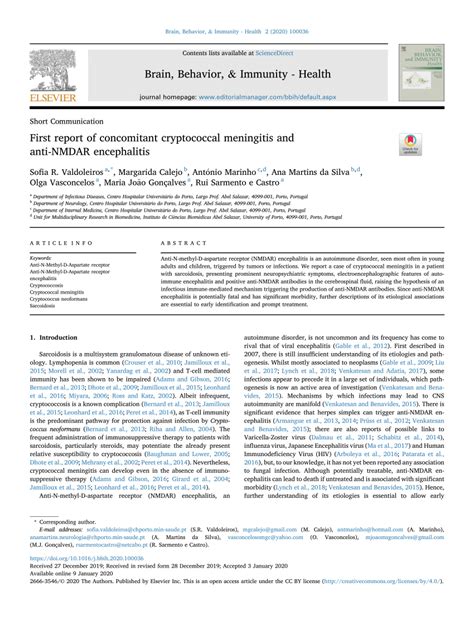 Pdf First Report Of Concomitant Cryptococcal Meningitis And Anti Nmdar Encephalitis