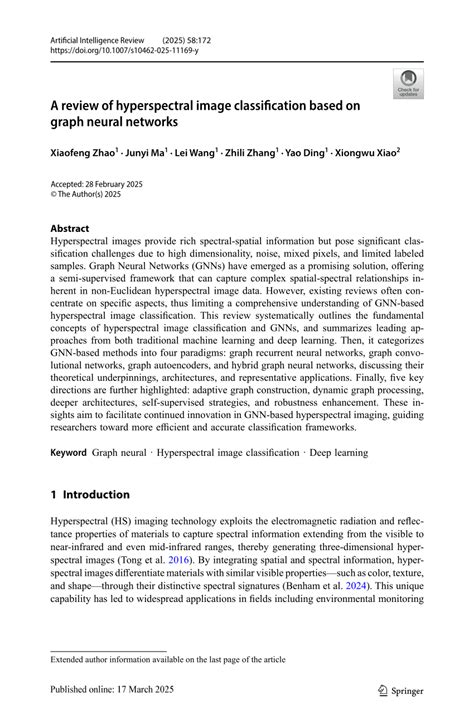 (PDF) A review of hyperspectral image classification based on graph neural networks