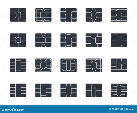 Emv Chip Black Solid Vector Icons Editable Stroke Contactless Payment