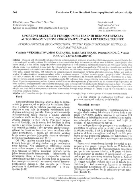 Pdf Femoro Popliteal Reconstructions Insitu Versus Reversed Technique Comparative