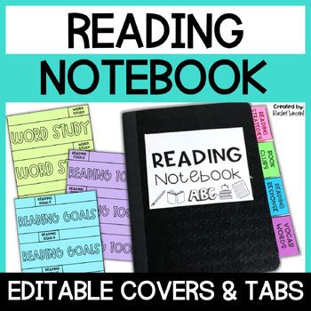 Reading Notebook Cover And Tabs By Rachel Vincent TPT