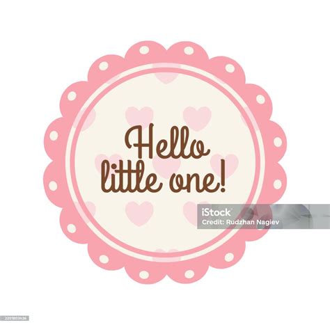 베이비 샤워 스티커 귀여운 꽃 라벨에 글씨가 새겨져 있습니다 아기 도착 또는 출생 스크랩북을 꾸미기 위한 디자인 요소입니다 플랫 벡터 일러스트 레이 션 0명에 대한 스톡