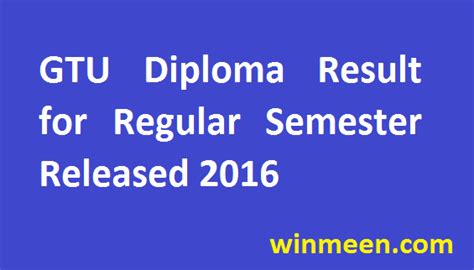 Gtu Diploma Result For Regular Semester Released 2016