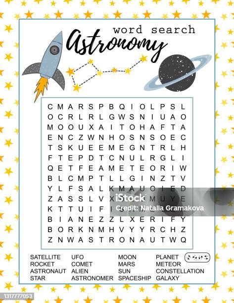 천문학 단어 검색 퍼즐 영어 단어를 러닝하기위한 교육 게임 공간 테마입니다 단어찾기 퍼즐에 대한 스톡 벡터 아트 및 기타 이미지 단어찾기 퍼즐 과학 워크시트 Istock