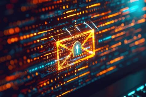 digital security encrypted email with binary code background premium