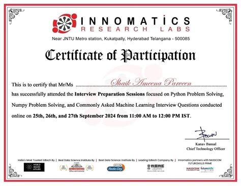 Shaik Ameena Parveen On Linkedin Datascience Genai Internship Innomaticsresearchlabs Python