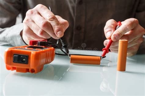 Measuring Battery Voltage With Multimeter Stock Image Image Of Meter Measuring 29125713