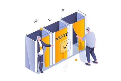 Election And Voting Concept In 3d Isometric Design Man And Woman